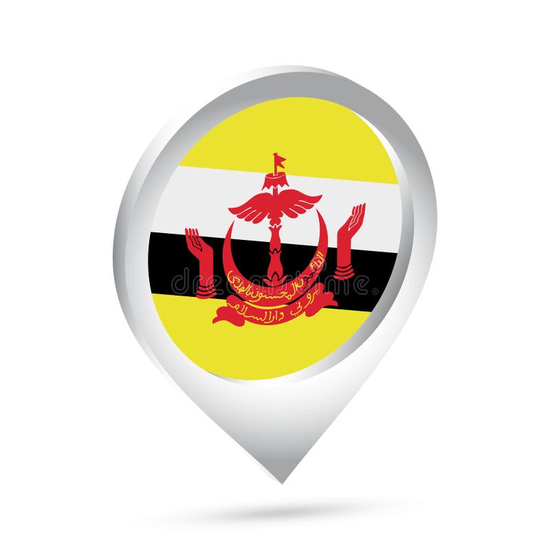 Brunei flag 3d pin icon stock vector. Illustration of brunei - 262034681