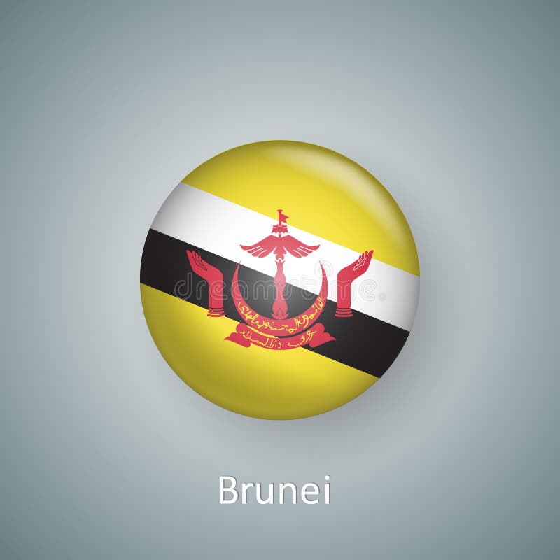 Brunei Circle Button Icon. Bruneian Round Badge Flag. 3D Realistic ...