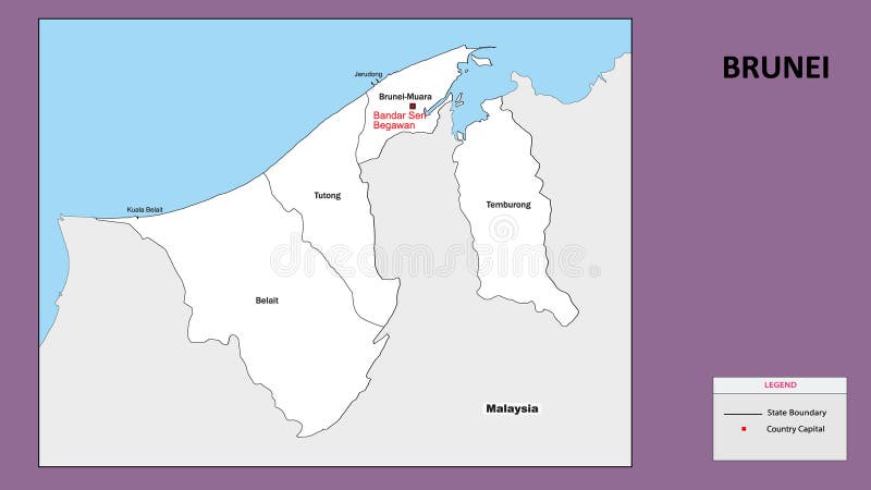 Brunei Map. State and District Map of Brunei Stock Vector ...