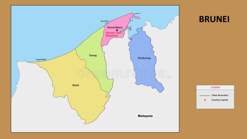 Brunei Map. State and District Map of Brunei Stock Vector ...