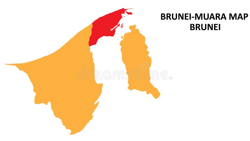 Brunei Muara State and Regions Map Highlighted on Brunei Map Stock ...