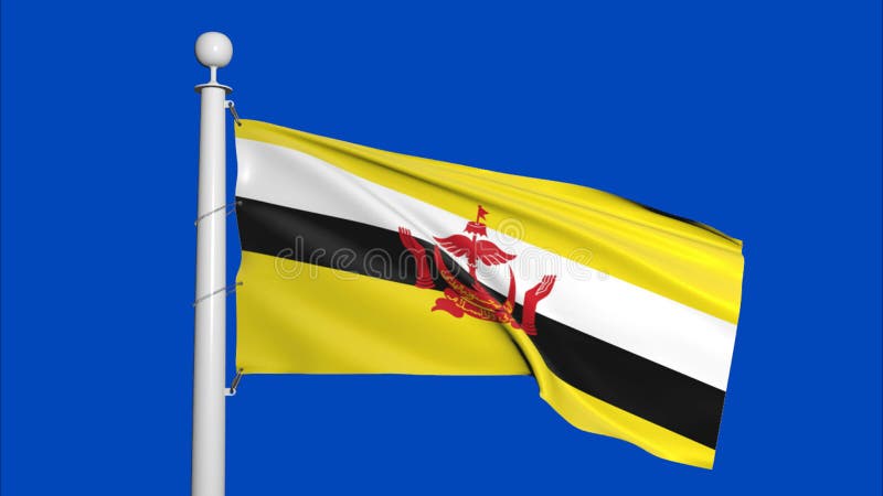 Brunei National Flag Waving on Blue Screen Stock Footage - Video of ...
