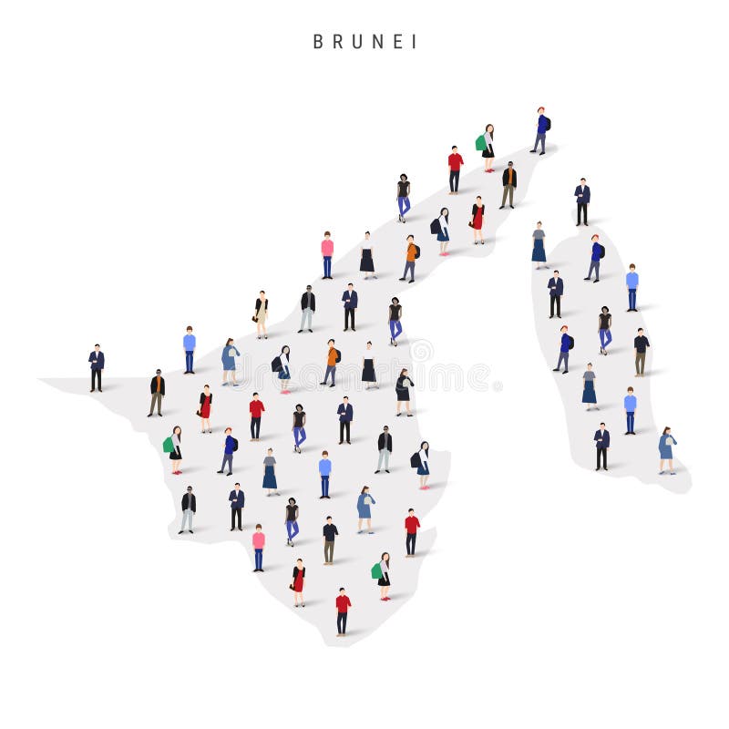 Brunei Population Map. Large Group of People in a Shape of Bruneian Map ...