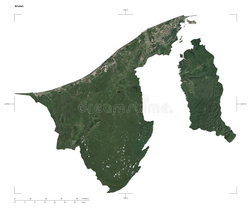 Brunei Shape on White. Low-res Satellite Stock Illustration ...