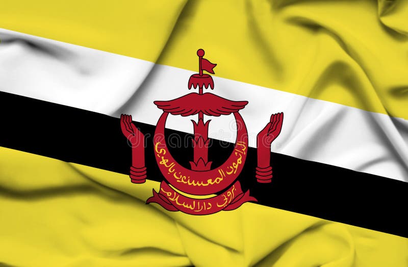 Brunei waving flag stock illustration. Illustration of material - 149817636