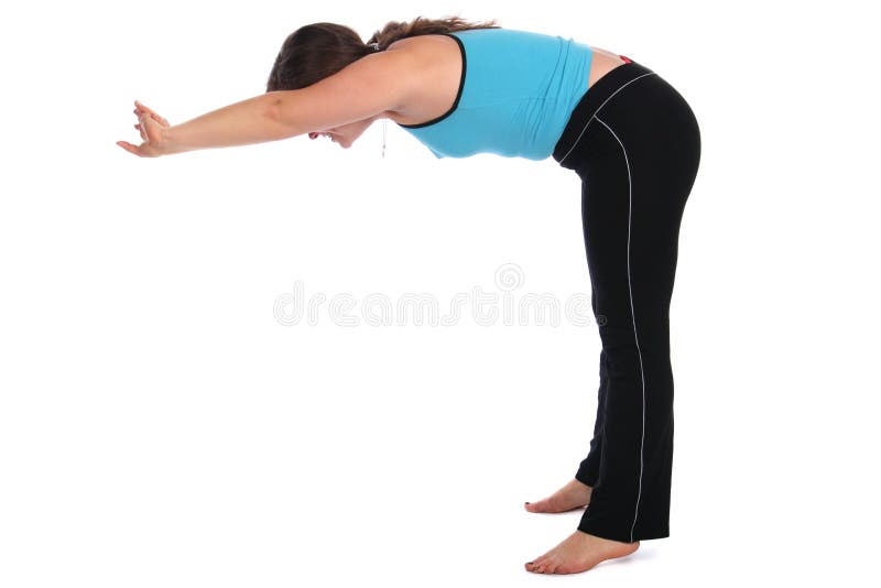 Brunet Sport Girl Bend Forward Sideview Stock Photo - Image of clothing ...