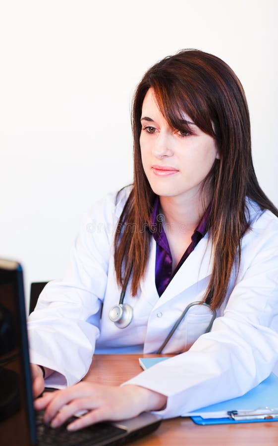 Hospital Doctor Working on a Laptop Stock Image - Image of caucasian ...
