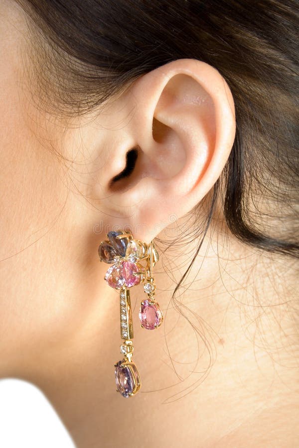 Brunette girl ear stock photo. Image of jewellery, beauty - 2539638