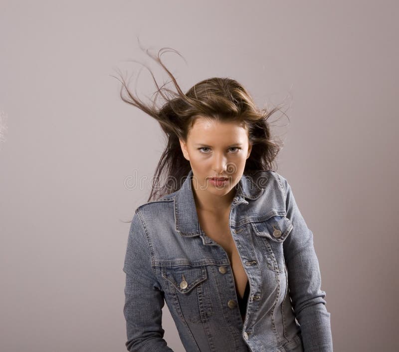 Brunette with Hair Blowing stock photo. Image of lovely - 4937840