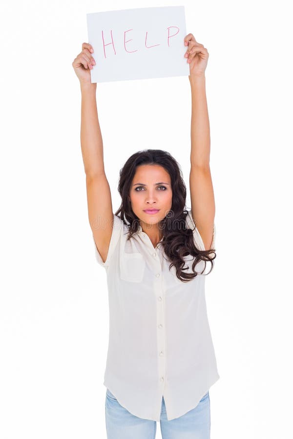 Sad Boy Holding Help Sign Against Playground Stock Image - Image of ...