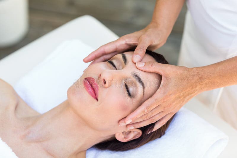 Brunette Receiving Head Massage Stock Photo - Image of care, health ...