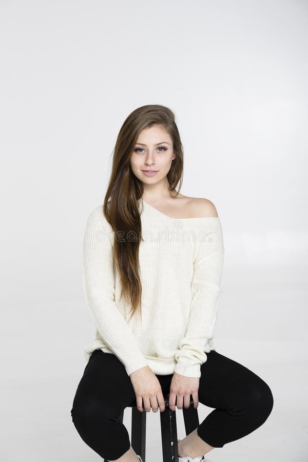 Brunette Studio Model stock photo. Image of girl, face - 82801876