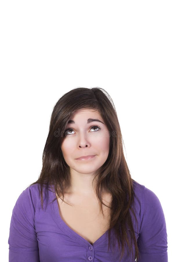 Brunette Woman Looking Up Dumbfounded Stock Photos - Free & Royalty ...