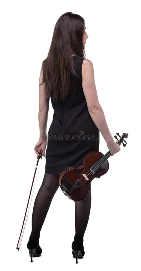 Brunette Woman with Violin from Back Stock Image - Image of woman ...