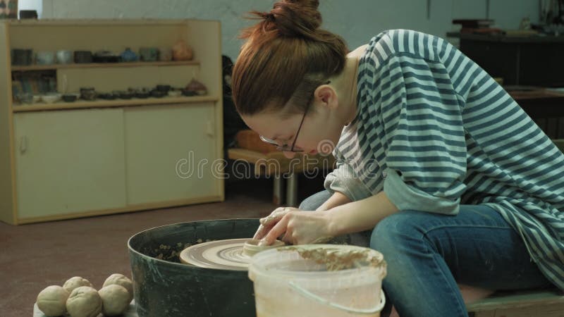 Work on the Pottery Wheel. Making Pottery Stock Video - Video of ...