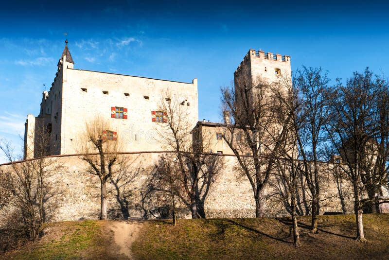 Brunico Castle stock photo. Image of town, greyness, architectural ...