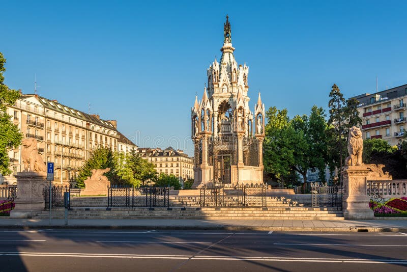 Brunswick-Denkmal in Genf stockfoto. Bild von park, brunnen - 164935082