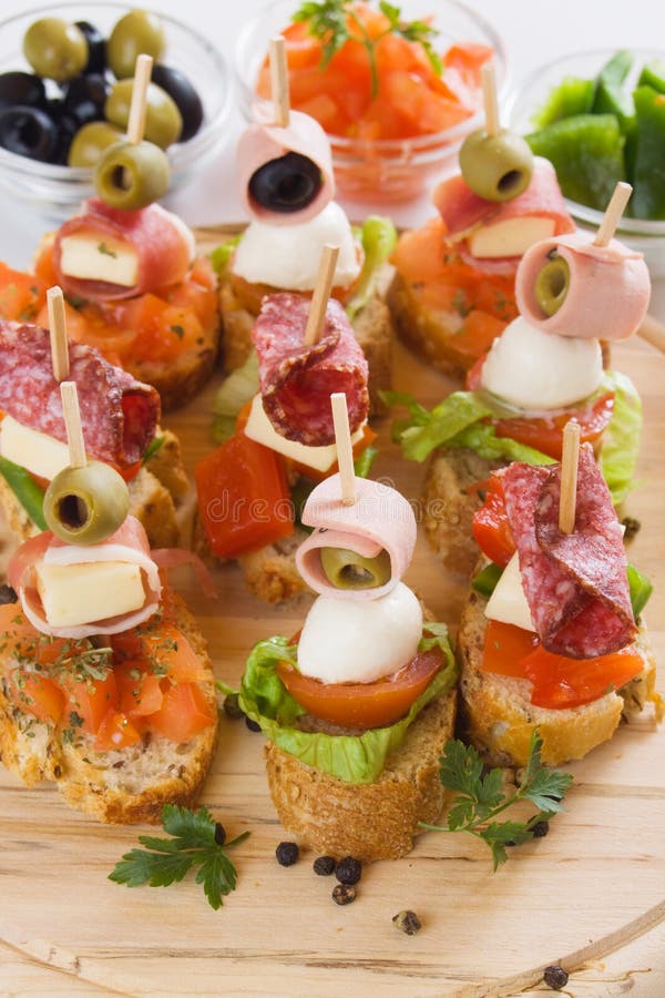 Bruschetta, italian canape stock image. Image of prosciutto - 18753629