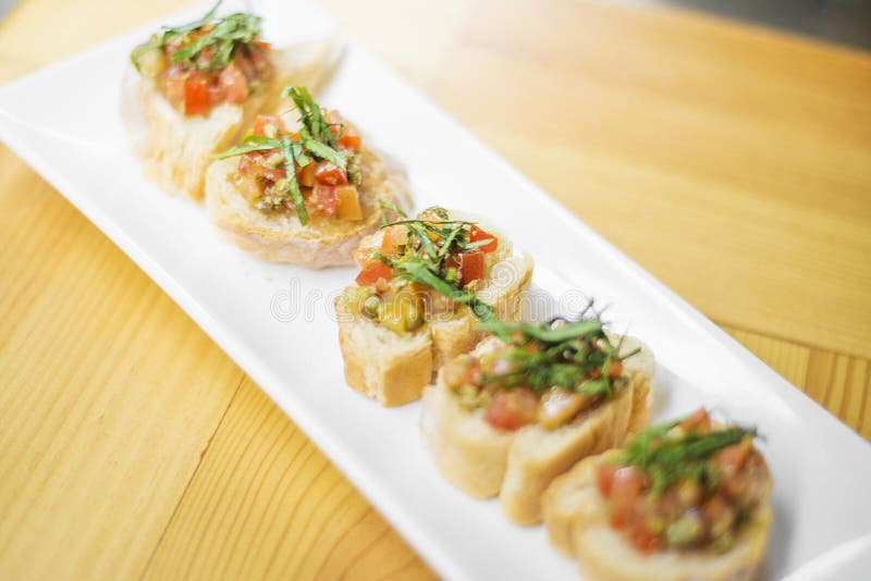 Bruschetta Italian Starter Dish Stock Photo - Image of starter ...