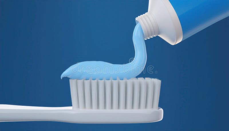 Brush Applied with Blue Toothpaste Highlighting Stock Image - Image of ...