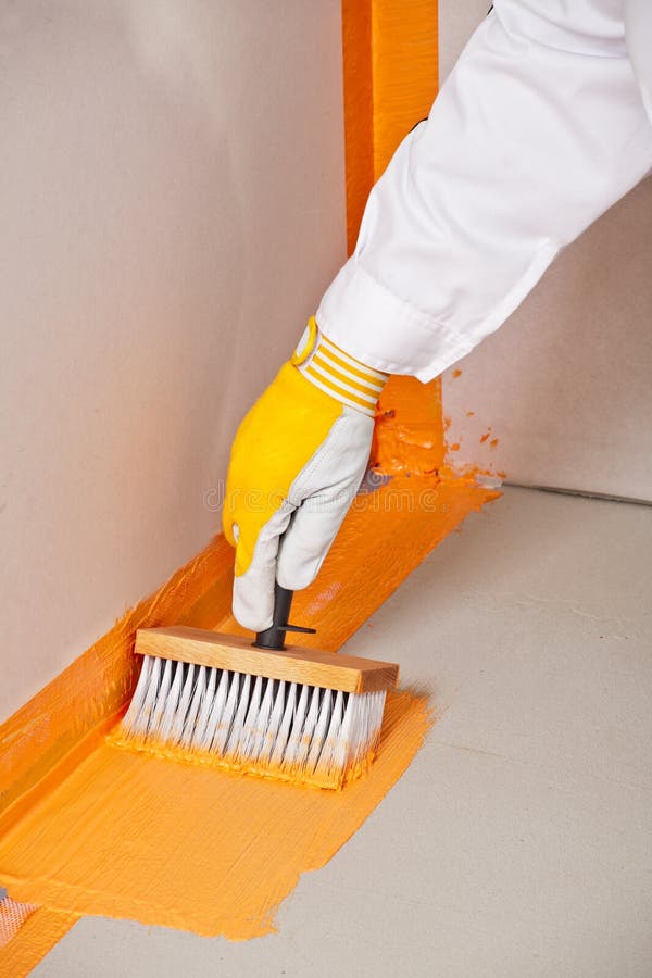 Brush Applied Waterproofing Stock Image - Image of applicator, channel ...