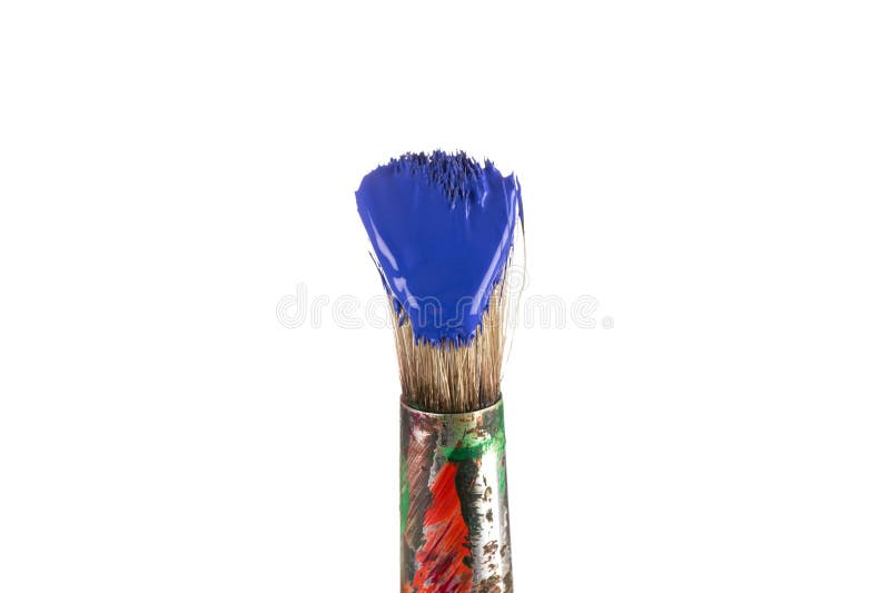 Brush with blue paint stock image. Image of paintbrush - 270444749
