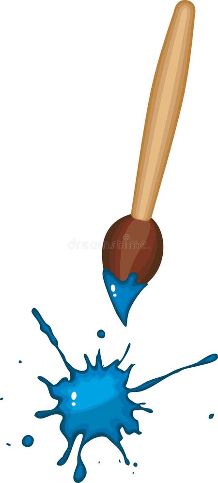 Brush and blue paint drop stock vector. Illustration of blue - 25312435