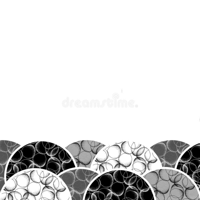 Brush or Chalk Drawn Circles with Dots Pattern. Black and White ...