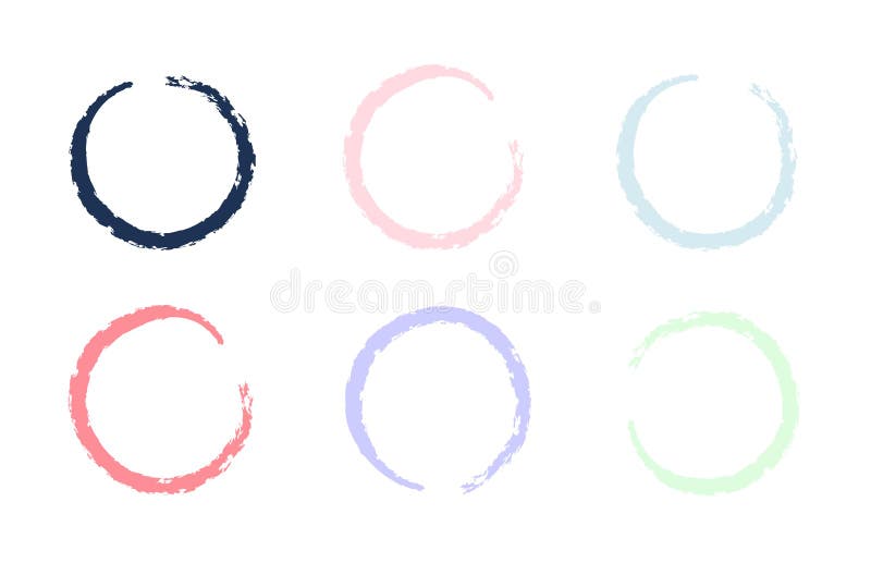 Crayon Round Vector Set. Hand Drawn Rough Circle Scribble Effect Line ...