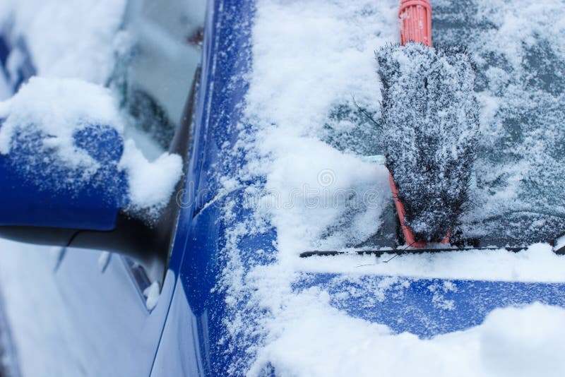 Brush for Cleaning Car from Snow on Windscreen Stock Image - Image of ...