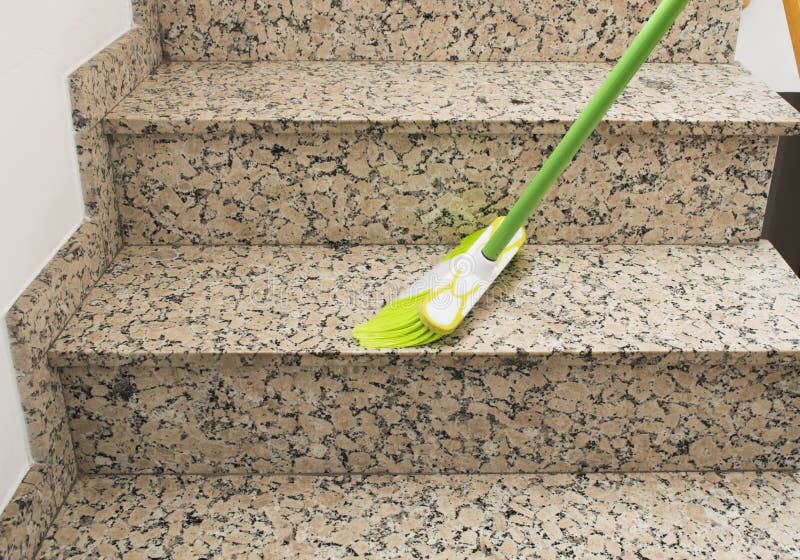 Cleaning the Stairs Marble with Mop Stock Photo - Image of holding ...
