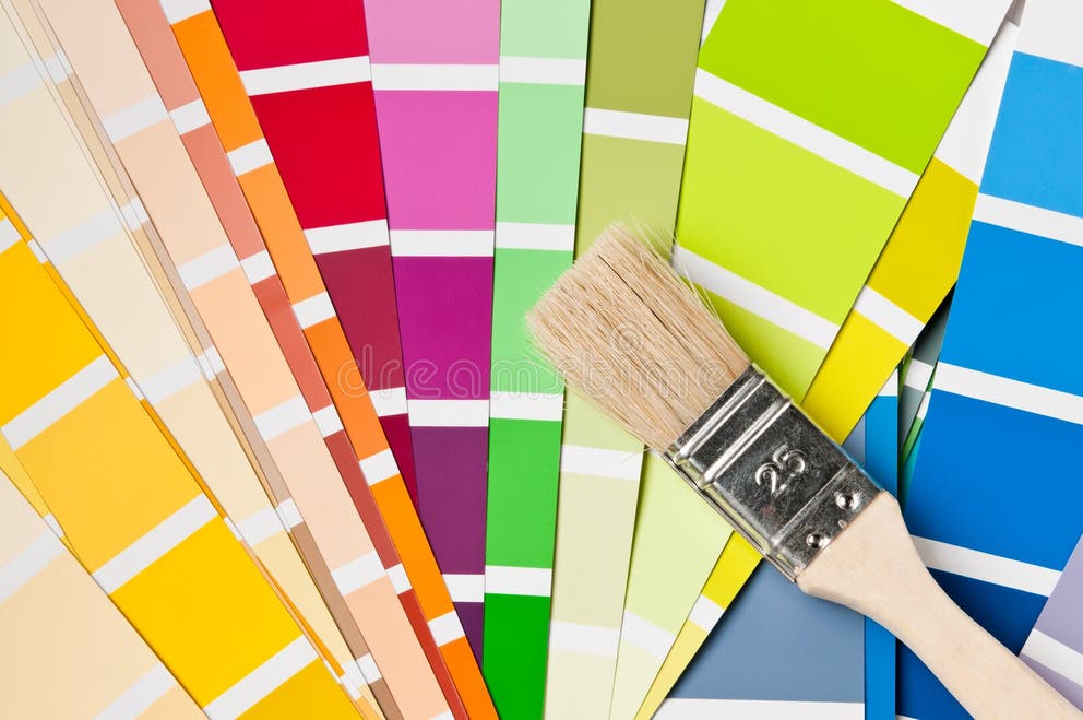 Brush and color charts stock image. Image of palette - 24504555