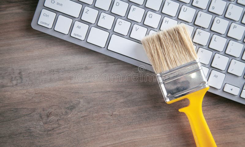 Brush on the Computer Keyboard. Cleaning Keyboard Stock Photo - Image ...