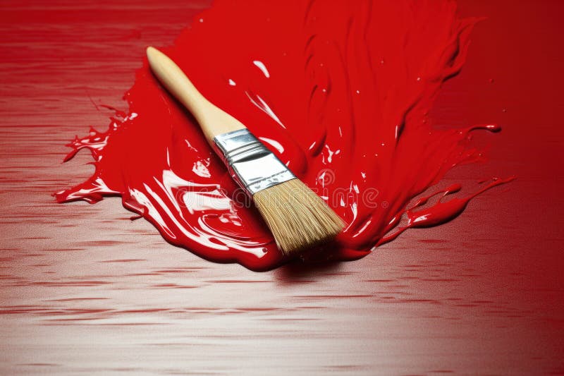 A Brush Dipped in Vibrant Red Paint, Poised Over a Blank Canvas Stock ...