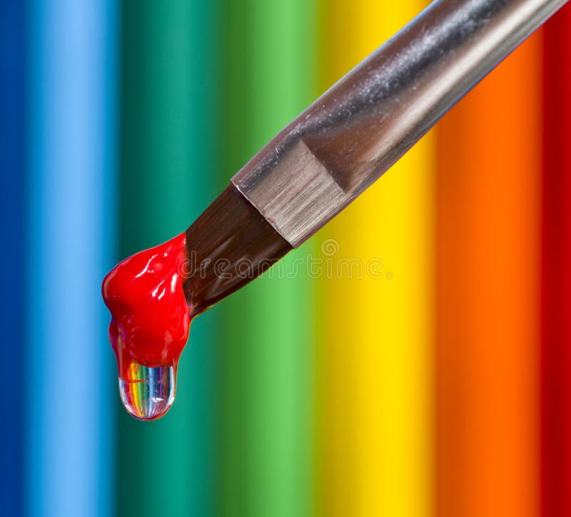 Brush with a drop of paint stock photo. Image of advertising - 28969640