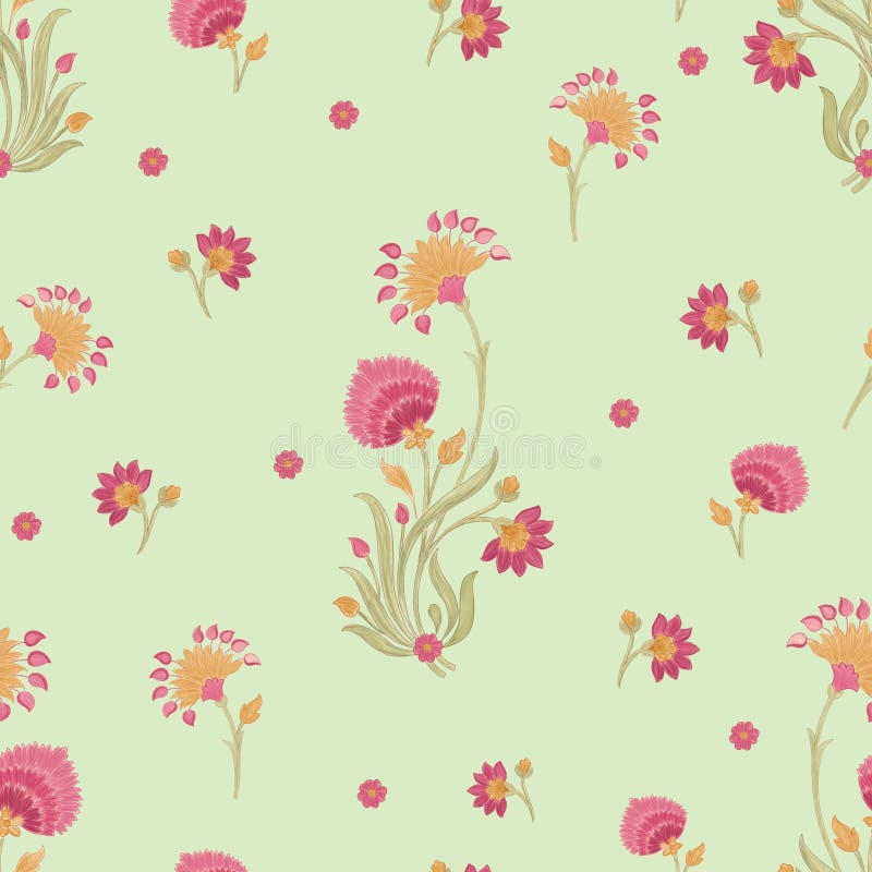 Brush Effect Floral Pattern Digital Textile Design Stock Illustration ...