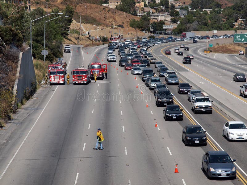 Brush Fire Traffic Jam on 118 Fwy Editorial Stock Photo - Image of ...