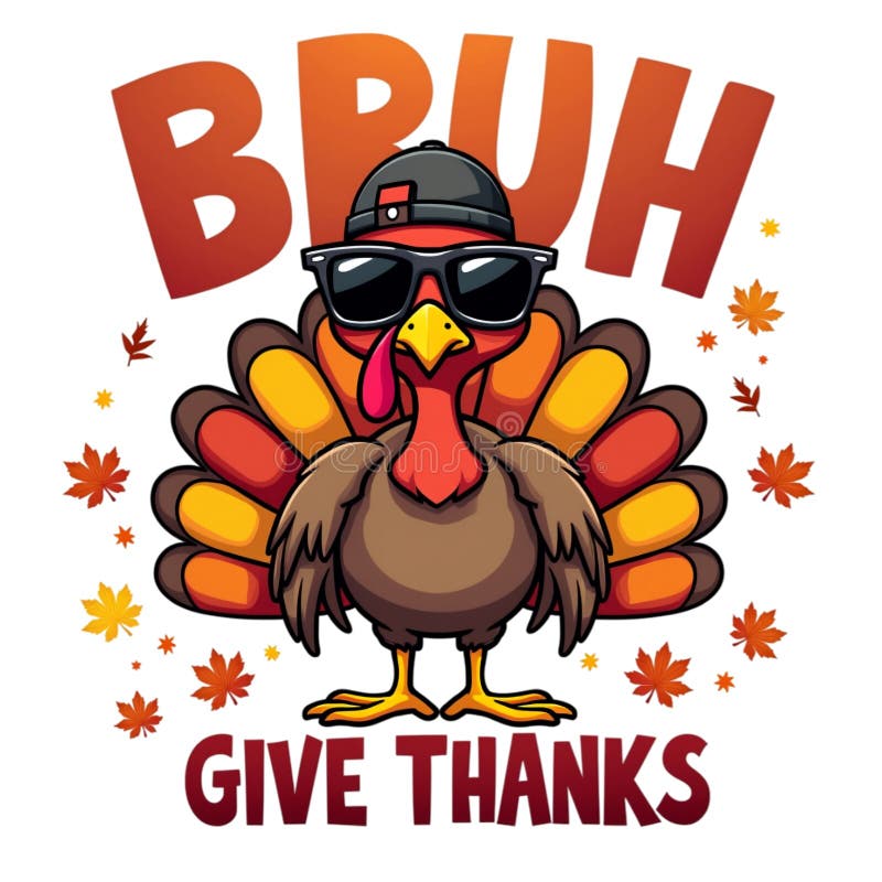 Brush Give Thanks Turkey in Hat Stock Image - Illustration of humor ...