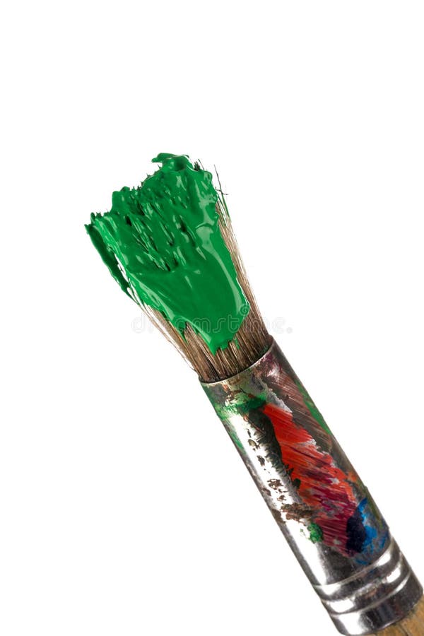 Brush with green paint stock image. Image of paintbrush - 270444745
