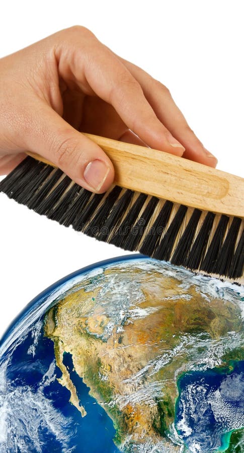 Brush in Hand Cleaning Earth Stock Image - Image of brush, cleaning ...