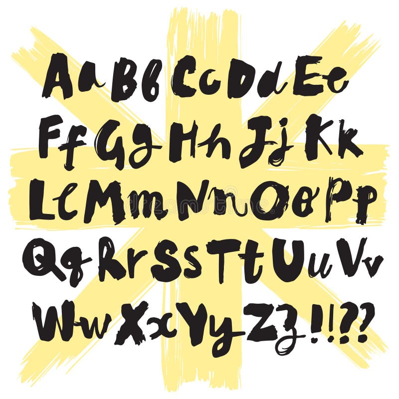 Brush Hand Drawn Expressive Font Stock Illustration - Illustration of ...