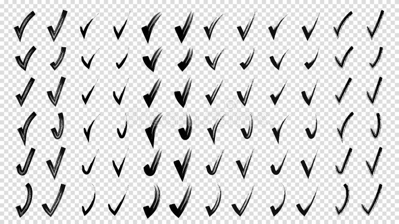 Brush Hand Drawn Painted Checkmarks Set Collection. Collection of Hand ...