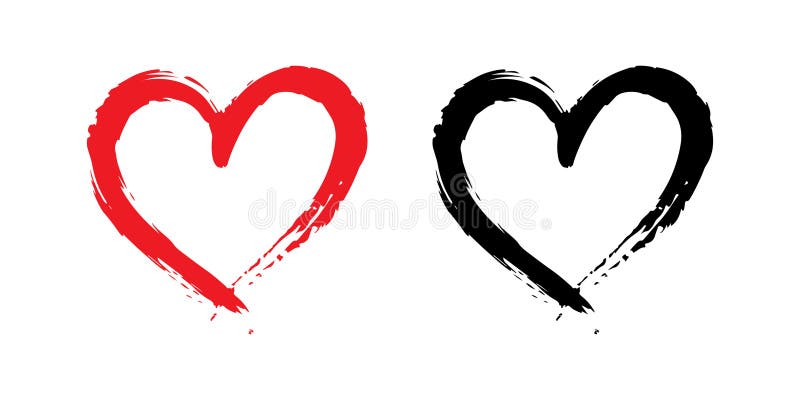 Brush Heart Shape Vector for Valentine Day Stock Vector - Illustration ...
