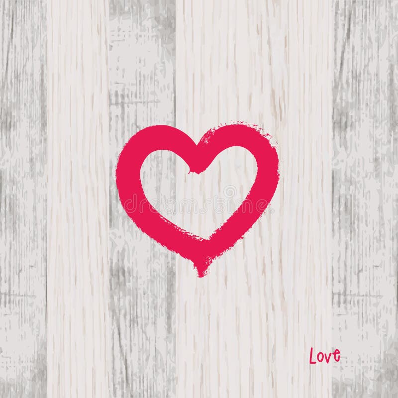 Brush heart shape on wood. stock vector. Illustration of natural - 80666857