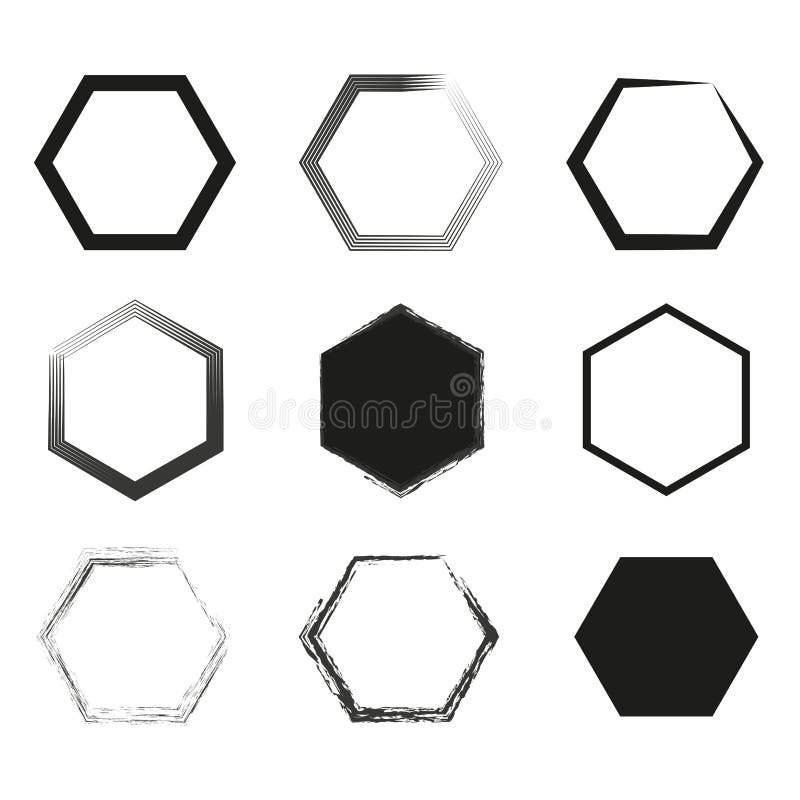 Brush Hexagons. Geometric Shape. Brush Texture. Vector Illustration ...