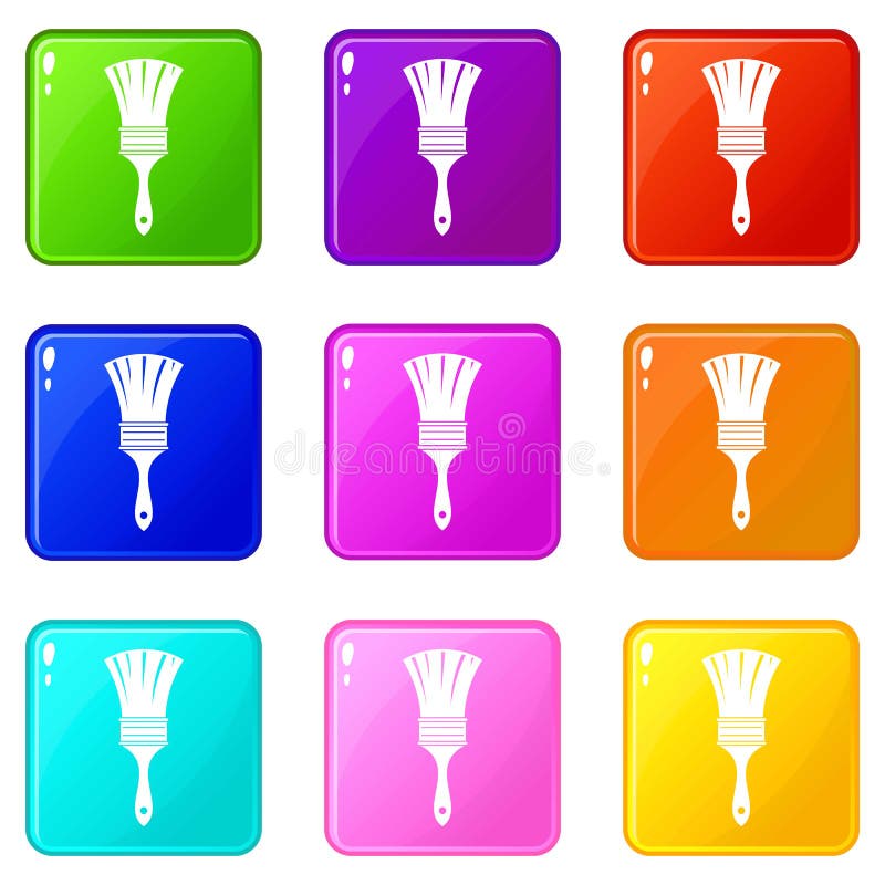 Brush icons 9 set stock vector. Illustration of artist - 96159826