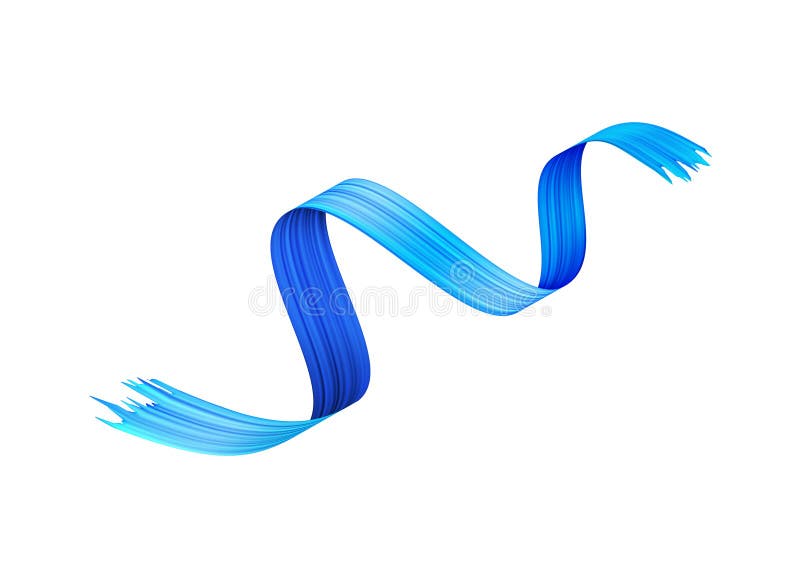 Brush Made of Colored Ribbon with a Blue Gradient on a White Isolated ...