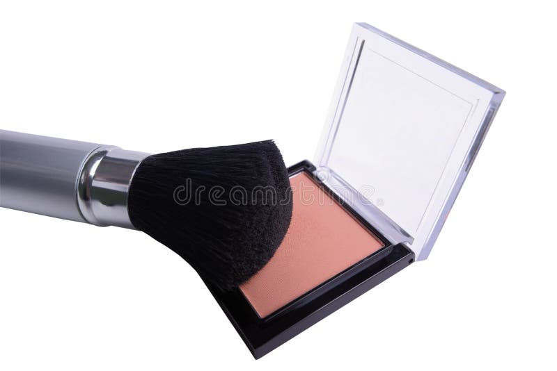 Brush for Make-up and Compact Blush Isolated Stock Image - Image of ...