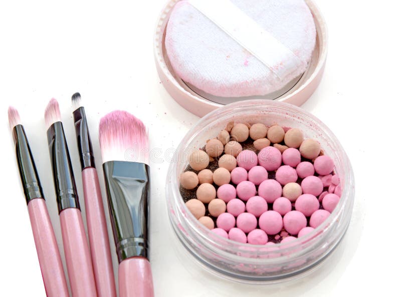 Brush for Make-up with Powder Balls. Stock Photo - Image of makeup ...