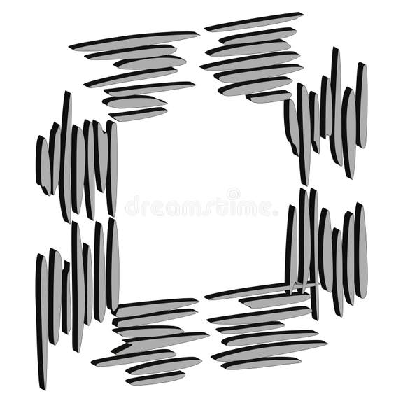 Brush Mark Square. Abstract Stroke Shape. Vector Black Pattern. Hand ...